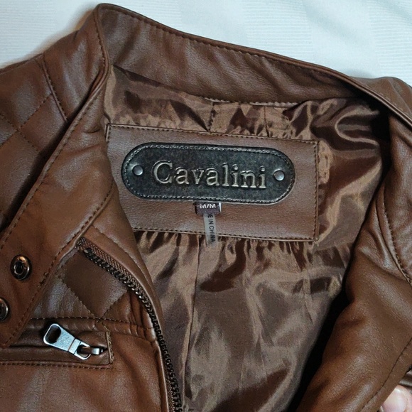 Cavalini | Jackets & Coats | Cavalini Brown Vegan Leather Jacket Size M ...